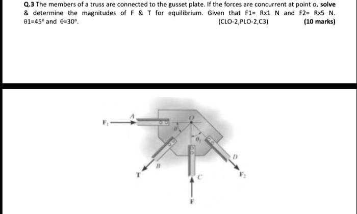 Q.3 The members of a truss are connected to the gusset plate. If the ...