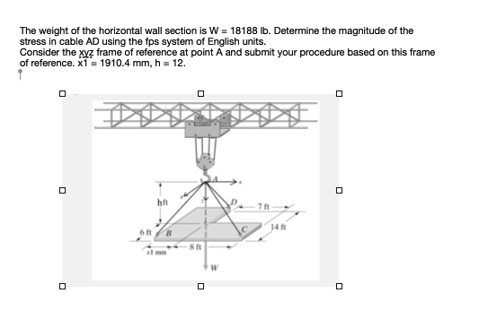 SOLVED: The weight of the horizontal wall section is W= 18188 Ib ...