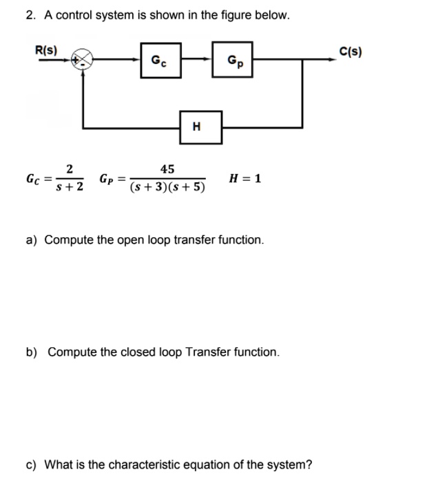 Solved A Control System Is Shown In The Figure Below R S C S 45 Gc Gp S 2 S 3 S 5 H 1