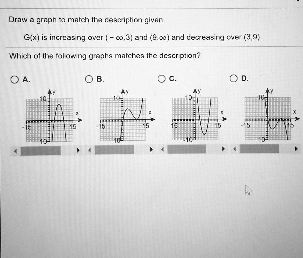 SOLVED: Draw a graph to match the description given. G(x) is increasing over 0,3) and (9,0) and ...