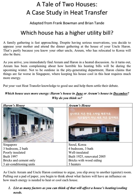 A Tale of Two Houses: A Case Study in Heat Transfer Adapted...