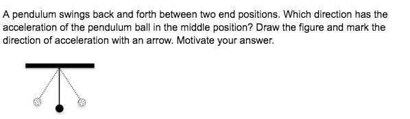 a pendulum swings back and forth between two end positions which ...