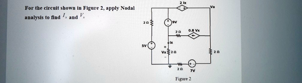 SOLVED: For the circuit shown in Figure 2, apply Nodal analysis to find I and V. Figure 2