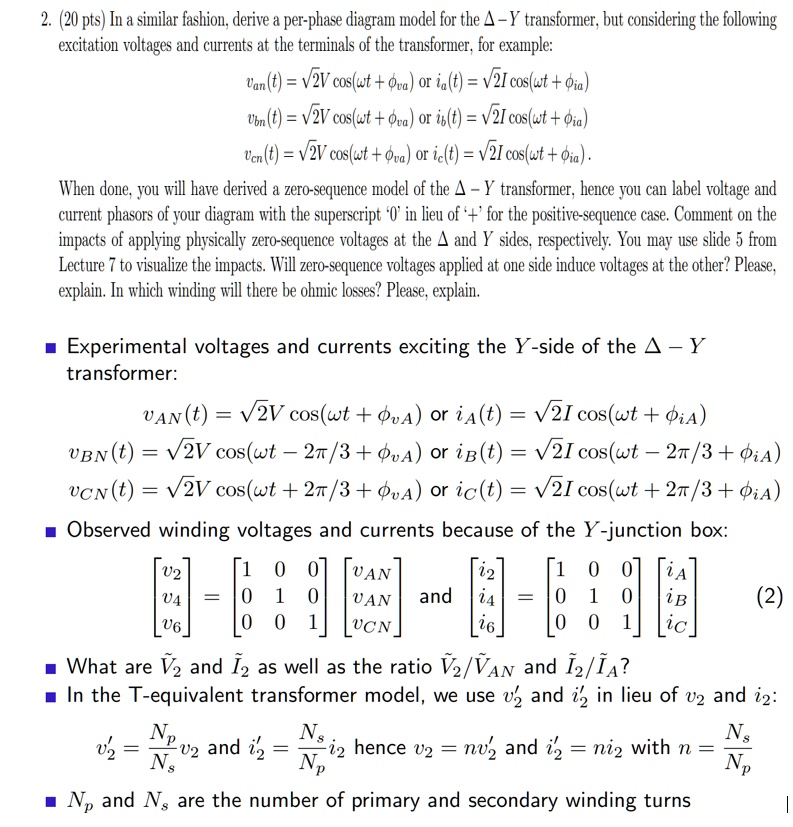 SOLVED: (20 pts) Iu a similar fashion; derive a per-phase diagram = model for the A - Y ...