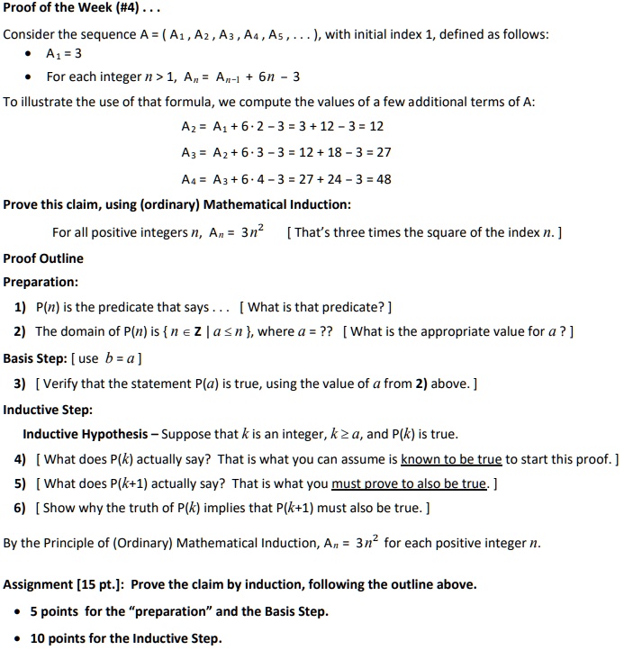 proof of the week 4 consider the sequence a ai a2 a3 a4 as j with initial index 1 defined as ...