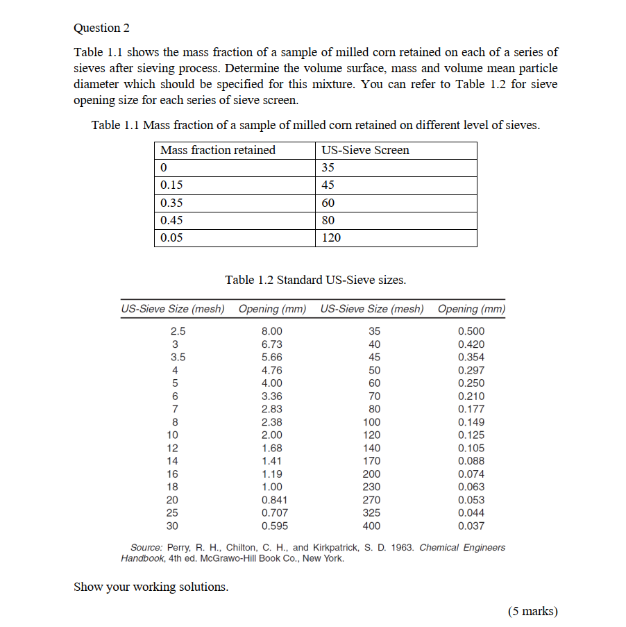 SOLVED: Question 2 Table 1.1 shows the mass fraction of a sample of ...