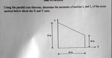 SOLVED: Using the parallel axis theorem, determine the moments of inertia Ix and Iy of the cross ...