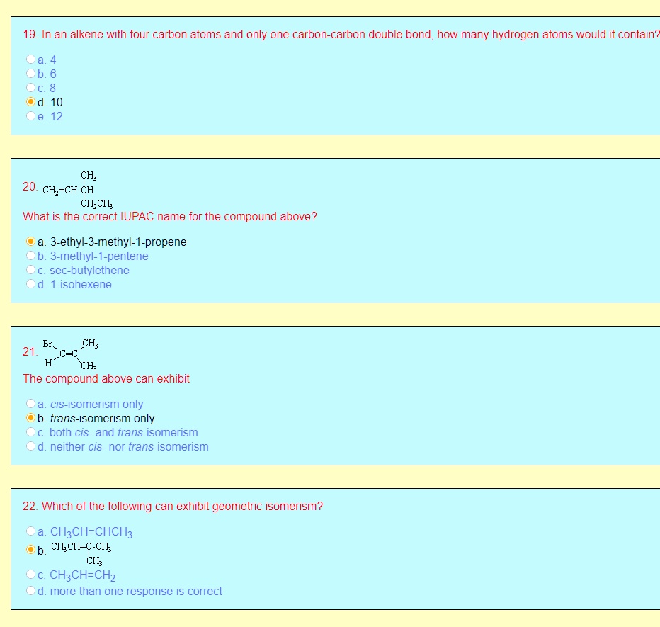SOLVED: 19. In an alkene with four carbon atoms and only one carbon ...