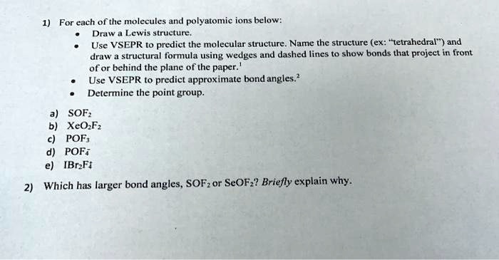 for each of the molecules and polyatomic ions below drw lewis structun ...