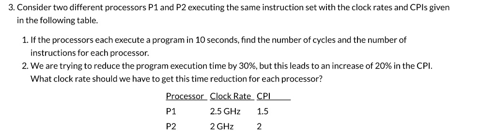 3. Consider two different processors P1 and P2 executing the same ...