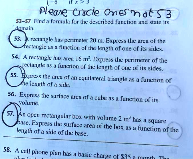 SOLVED: (76 Il / > PleaR Crscle Omermat 3 53-57 Find a formula for the described function and ...