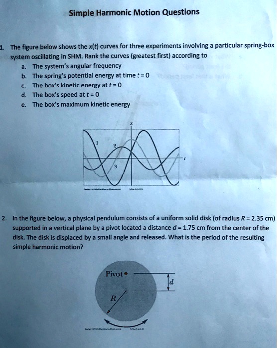 SOLVED: The figure below shows the x(t) curves for three experiments ...