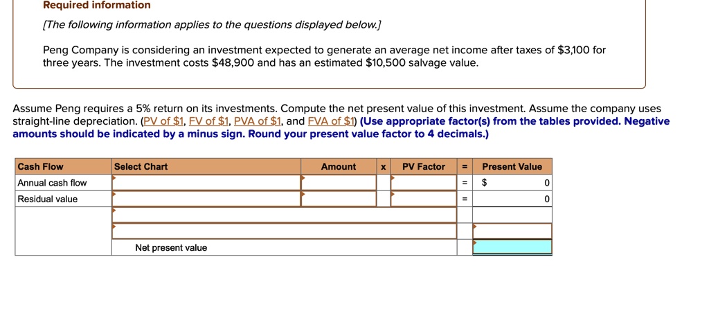 SOLVED: Required information [The following information applies to the ...