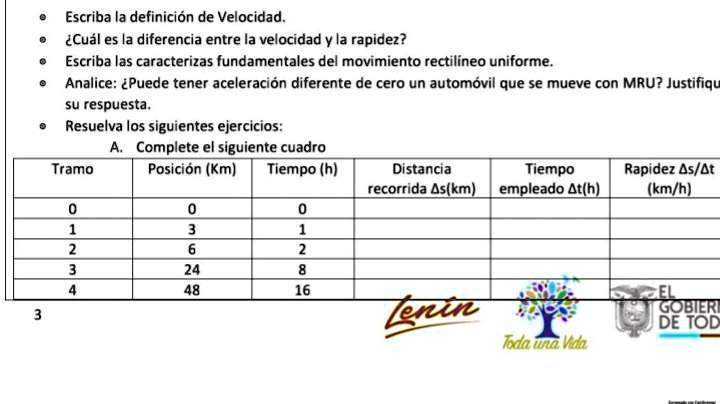 SOLVED: escriba la definición de velocidad ¿cuál es la diferencia entre ...