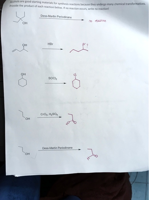 alcohos eood starting materials for synthesis reactions because they ...