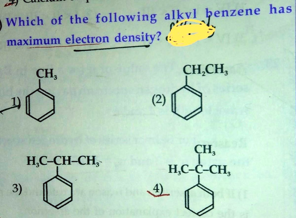 Which of the following alkyl benzene has maximum electron density?