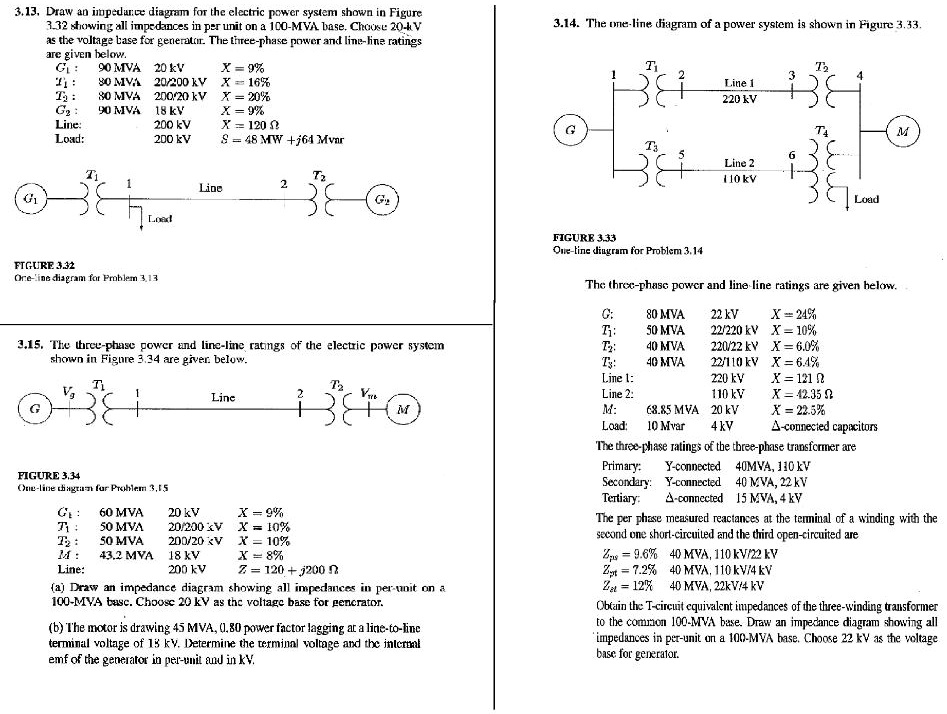 313 draw an impedarce diagram for the clectric power system shown in ...