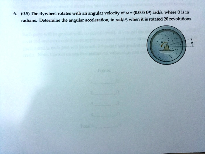 SOLVED: The flywheel rotates with an angular velocity of Ï‰ = 0.00502 ...