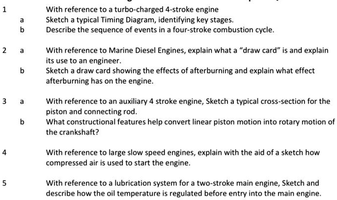 1 With reference to a turbo-charged 4-stroke engine a Sketch a typical ...