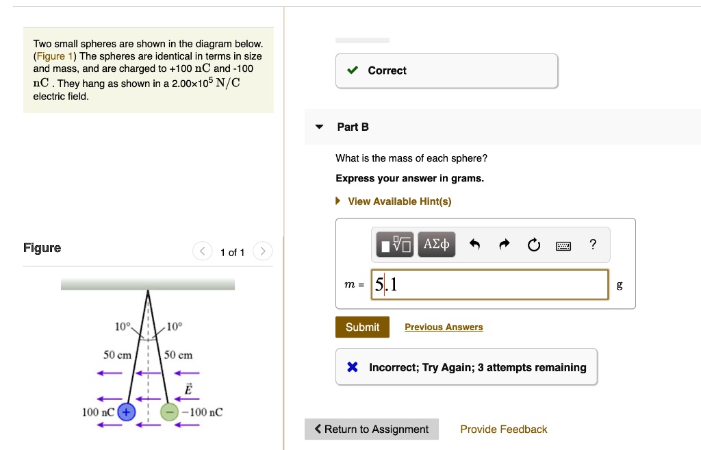 SOLVED: Two small spheres are shown in the diagram below (Figure 1 ...