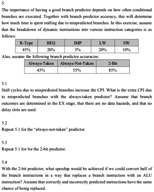 SOLVED: 5. The importance of having a good branch predictor depends on ... SOLVED: 5. The importance of having a good branch predictor depends on ...