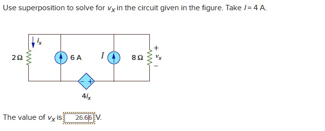 SOLVED: Texts: current answer is incorrect Use superposition to solve for Vx in the circuit ...