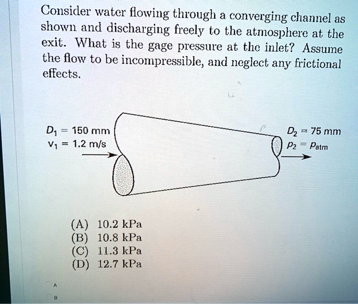 SOLVED: Consider water flowing through converging channel as shown and ...