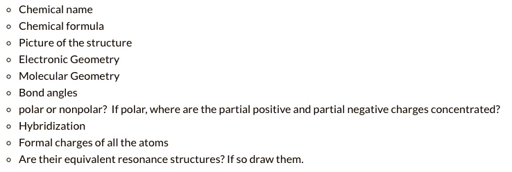 SOLVED: Chemical name Chemical formula Picture of the structure ...