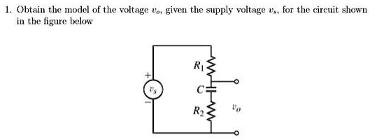 SOLVED: Obtain the model of the voltage given the supply voltage Vs for the circuit shown in the ...