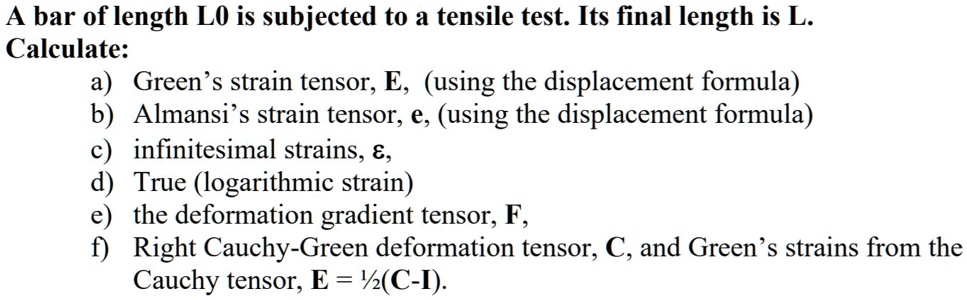 A bar of length L0 is subjected to a tensile test. Its final length is ...
