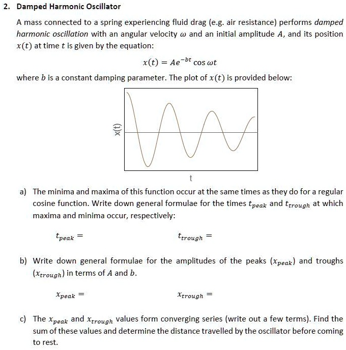 2. Damped Harmonic Oscillator A mass connected to a spring experiencing ...