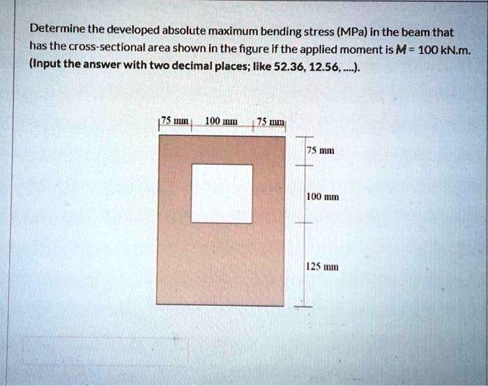 SOLVED: Determine the developed absolute maximum bending stress (MPa ...