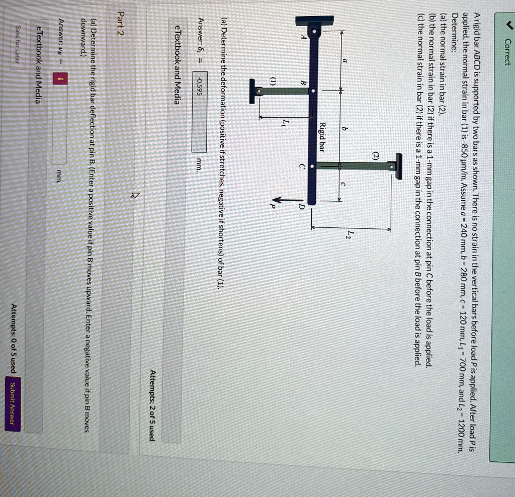 a rigid bar abcd is supported by two bars as shown there is no strain ...