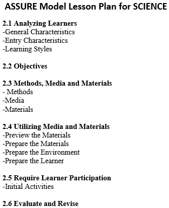 SOLVED: Pick one topic in Science. Write the assure model lesson plan ...
