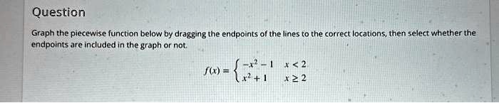 SOLVED: Question Graph the piecewise function below by dragging the endpoints of the lines to ...