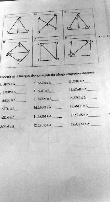 SOLVED: For each pair of triangles, state the postulate or theorem that can be used to conclude ...