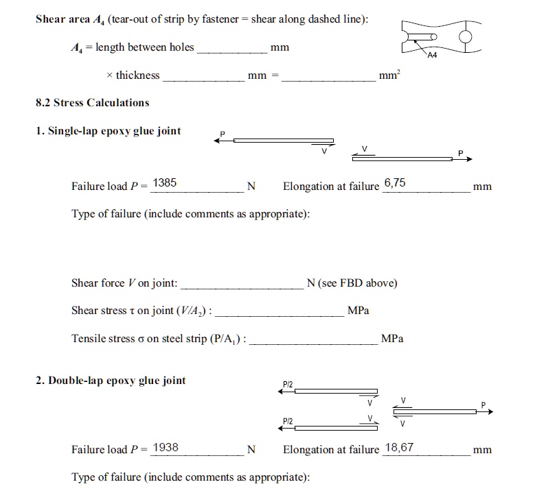 Shear area A? (tear-out of strip by fastener = shear along dashed line ...