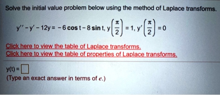 SOLVED: Solve the initial value problem below using the method of ...