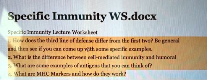 SOLVED: Specific Immunity WS.docx Specific Immunity Lecture Worksheet ...