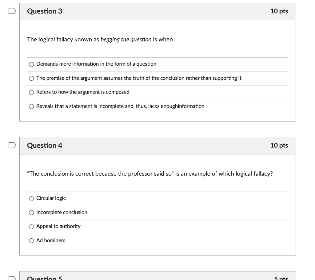 Begging The Question Fallacy Examples