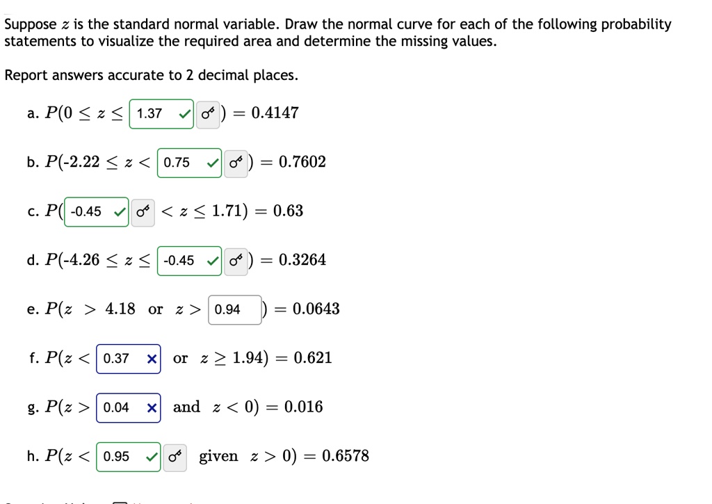 suppose 2 is the standard normal variable draw the normal curve for each of the following ...