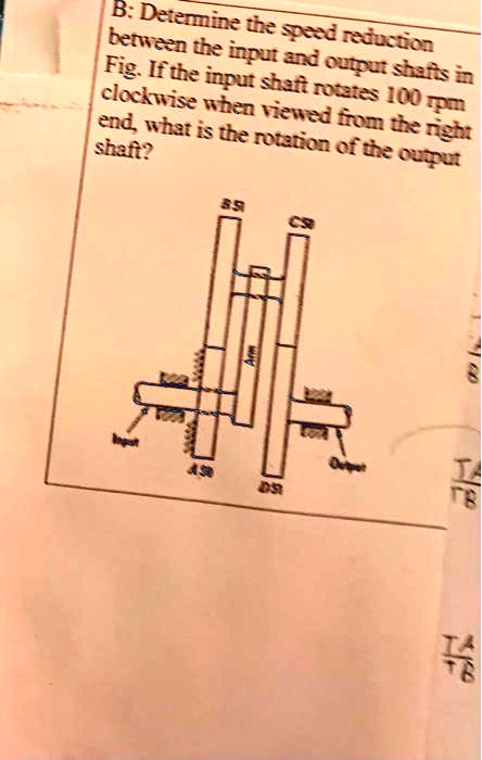 B: Determine the speed reduction between the input and output shafts in ...