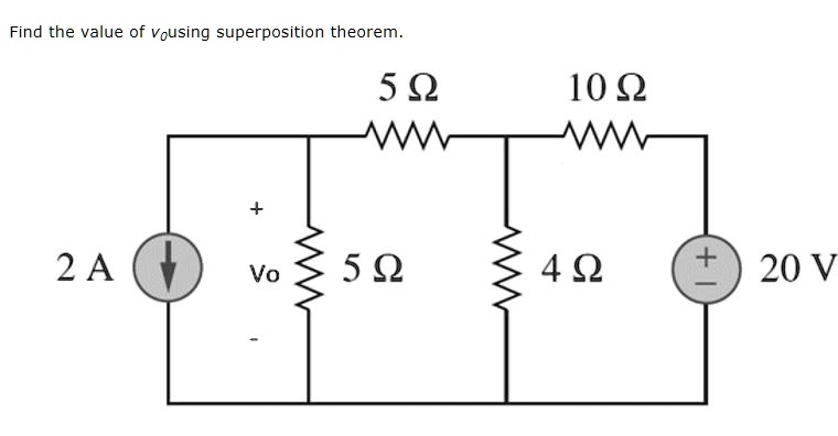 Find the value of vo using superposition theorem.