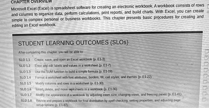 CHAPTER OVERVIEW Microsoft Excel (Excel) is spreadsheet software for ...