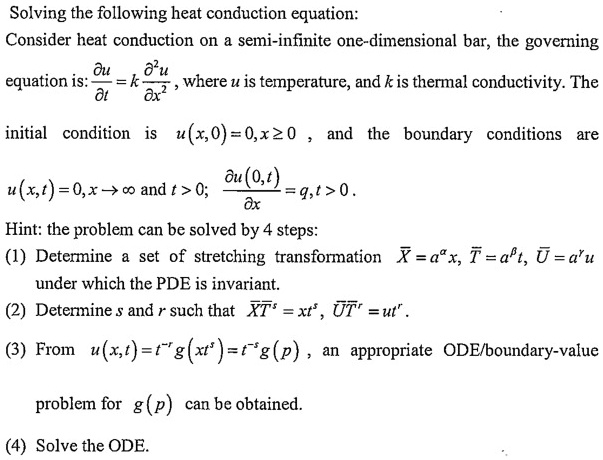 Solving the following heat conduction equation: Consider heat ...