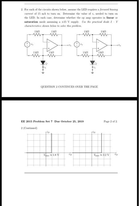 SOLVED: For each of the circuits shown below, assume the LED requires a ...