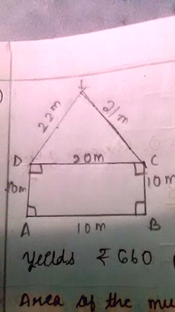 D 22m 20m 21m 10m A 10m B Yields ? 660 Area of the mu