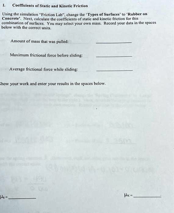 SOLVED: Cocfficients of Static und Kinetic Friction Using the ...