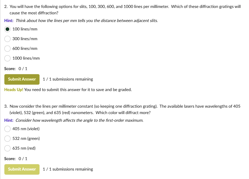 SOLVED: You will have the following options for slits, 100,300, 600,and 1000 lines per ...