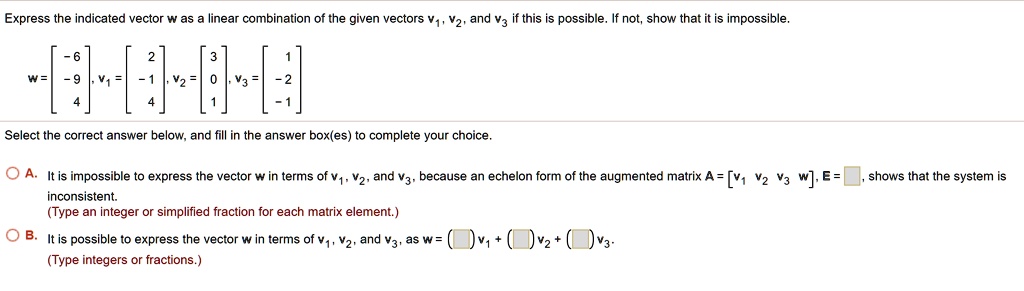 SOLVED: Express the indicated vector linear combination of the given vectors V1 , V2- and V3 if ...